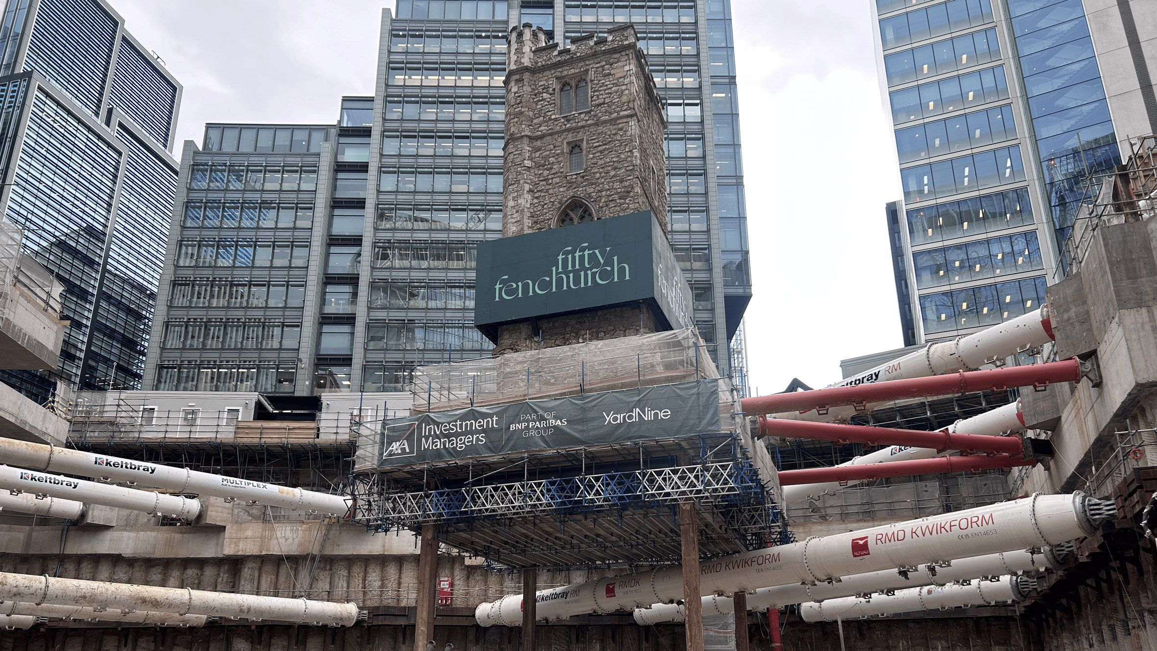 Historic London Church Tower Suspended During 50 Fenchurch Street Construction